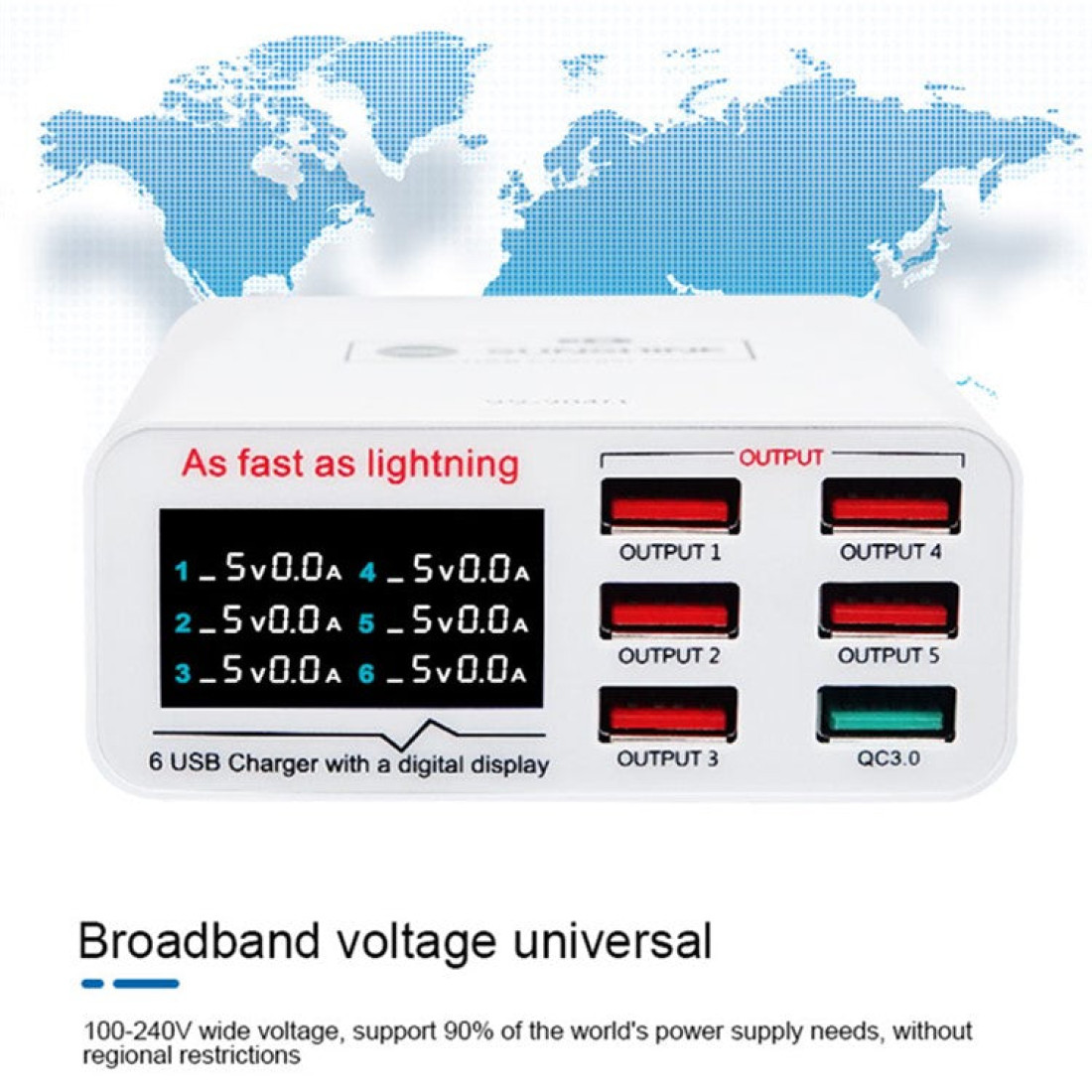 SUNSHINE SS-304Q 6 Port USB Fast Charger for Phone Repair