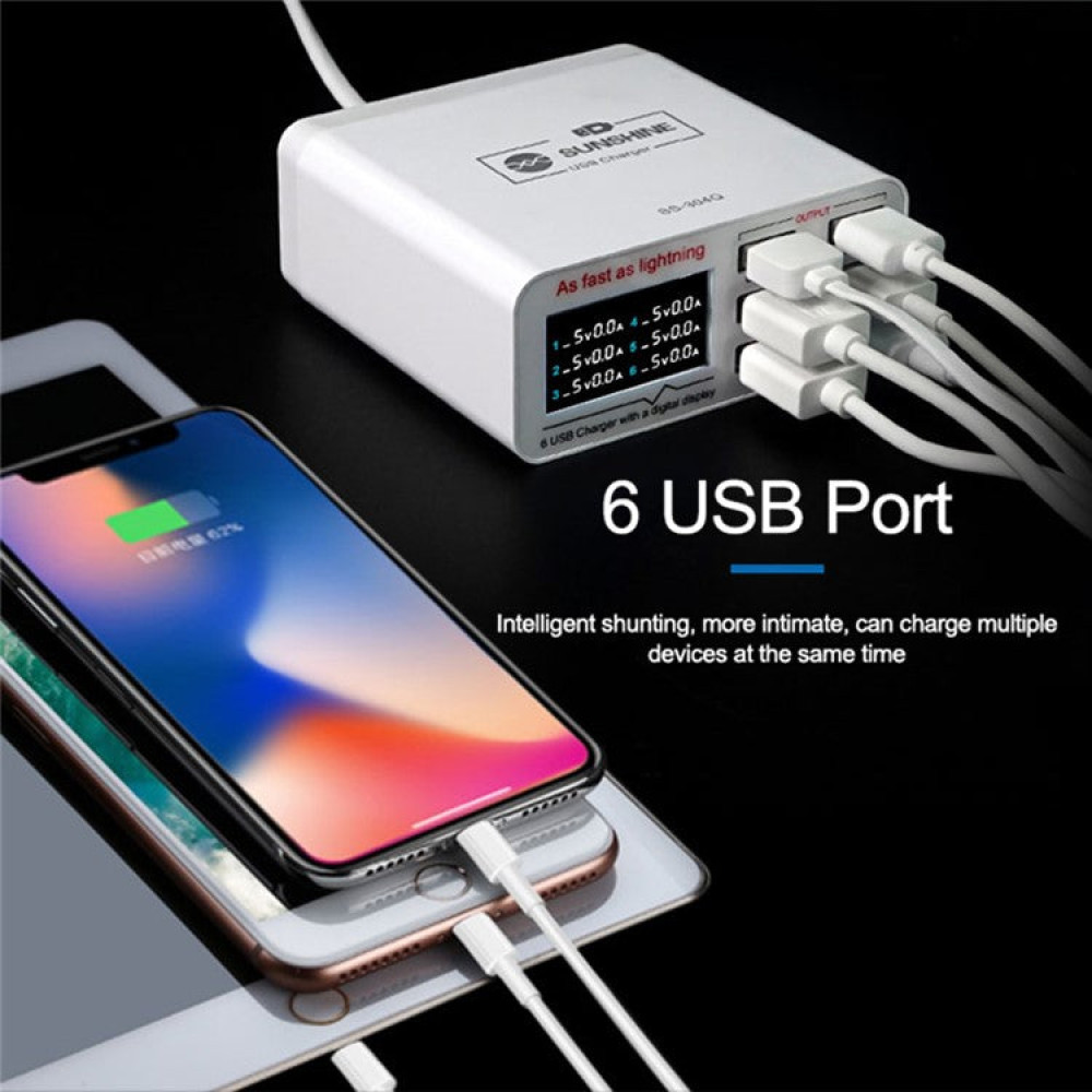 SUNSHINE SS-304Q 6 Port USB Fast Charger for Phone Repair